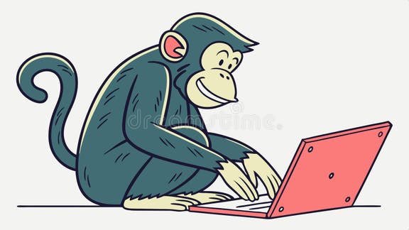 Monkey with Laptop Technology Primate Animal Digital Communication ...