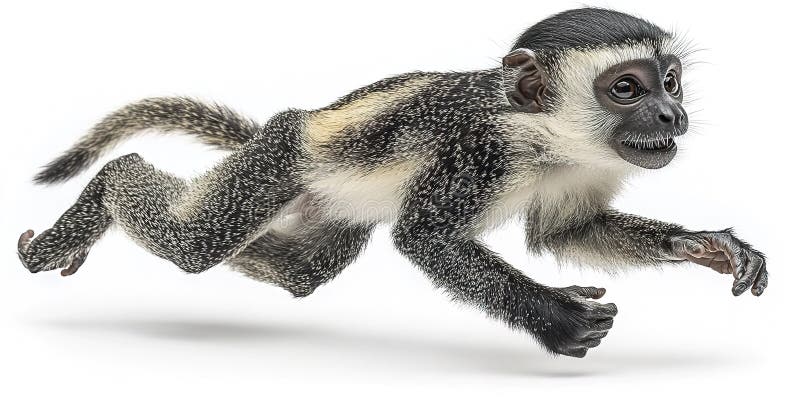 Monkey Leaping Over a White Background with Agility and Speed in a ...