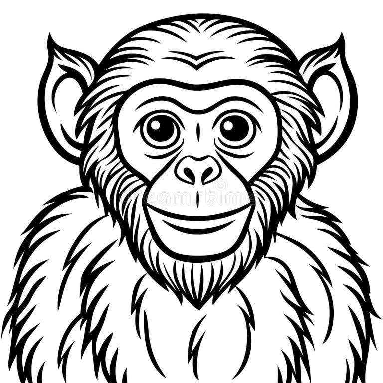 Monkey Line Drawing Monkey Face Stock Vector - Illustration of animal ...