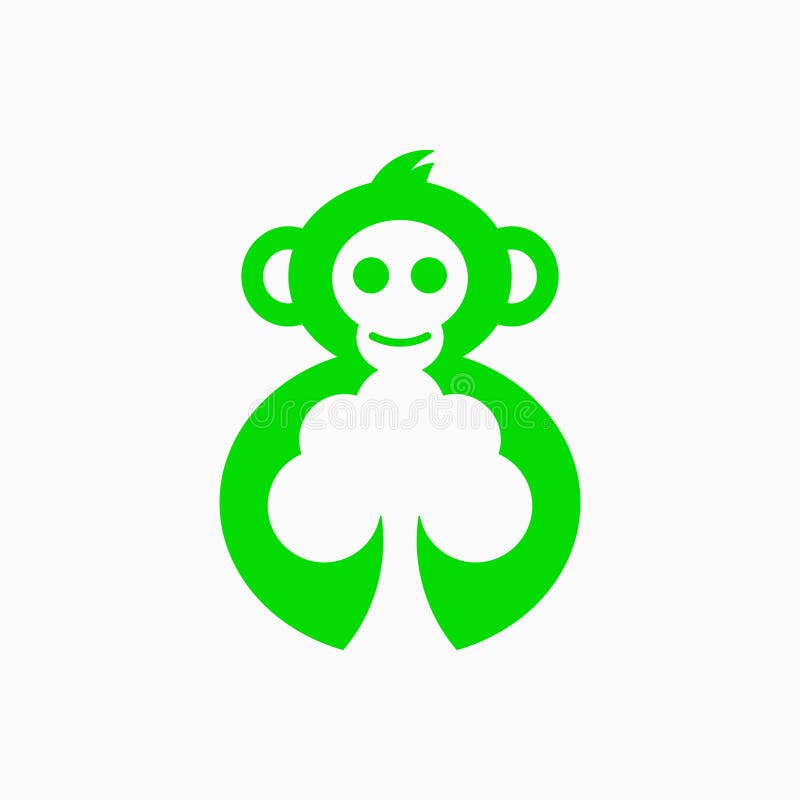 Monkey Smile and Tree Logo Concept. Negative Space, Minimalist, Flat ...