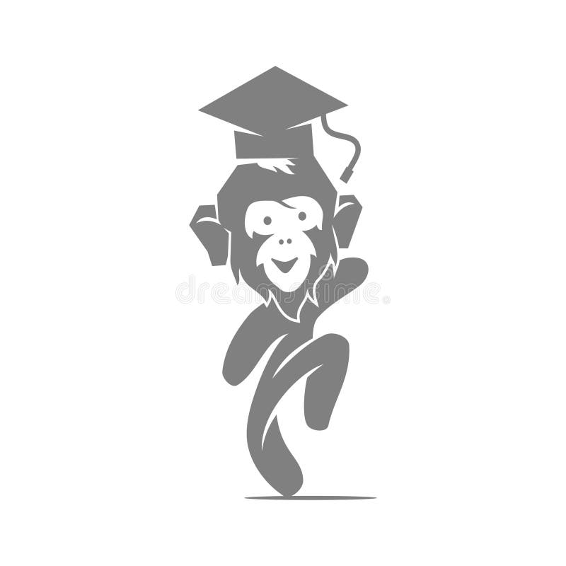Monkey Hat Student Logo Design Template Vector Illustration Isolated ...
