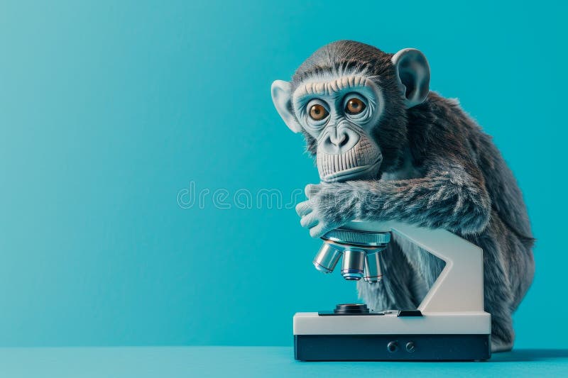 A Monkey is Looking through a Microscope with Generative AI Stock Photo ...