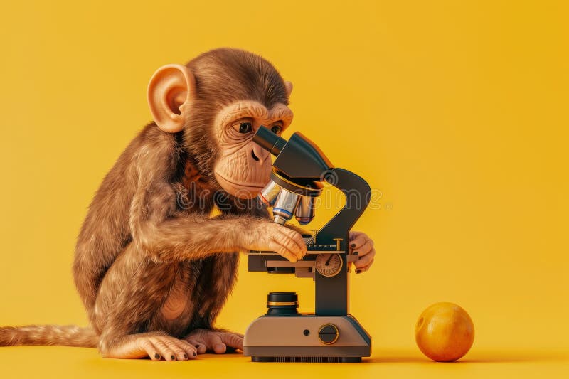 A Monkey is Looking through a Microscope with Generative AI Stock Photo ...