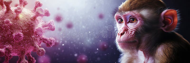 Close-up of a Monkey Looking at a Viral Particle of Monkeypox in a ...