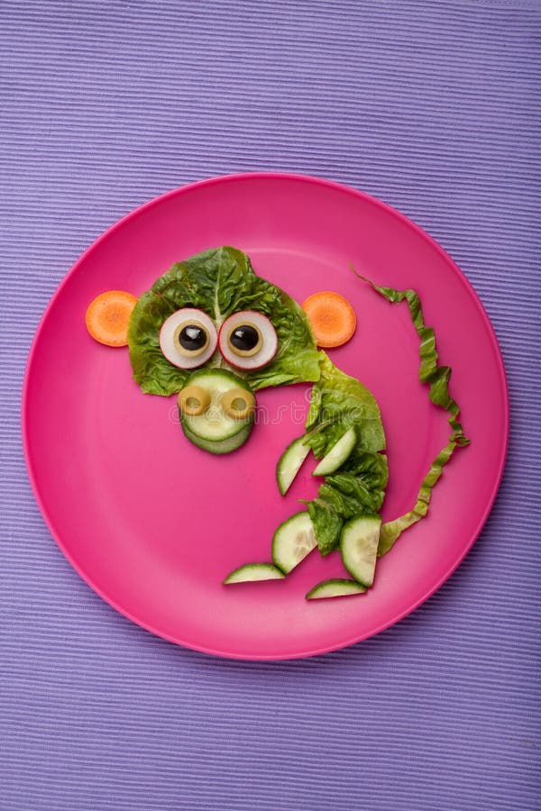 Monkey made of vegetables stock photo. Image of plate - 77947410