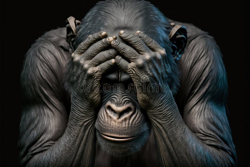 Monkey Making Facepalm Gesture. Generative AI Stock Illustration ...