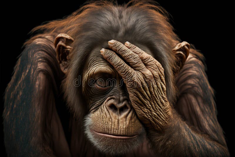 Monkey Making Facepalm Gesture. Generative AI Stock Illustration ...