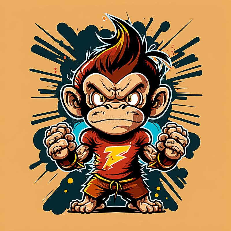 Monkey Mascot ,cartoon Style, AI Generated Stock Illustration ...