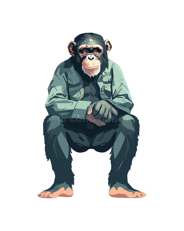 Monkey Mascot Sitting with Jacket Stock Vector - Illustration of ...