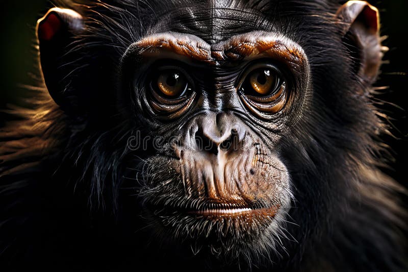 Monkey Mellow Close Up of a Monkeys Face Edge Lighting Effect Stock ...