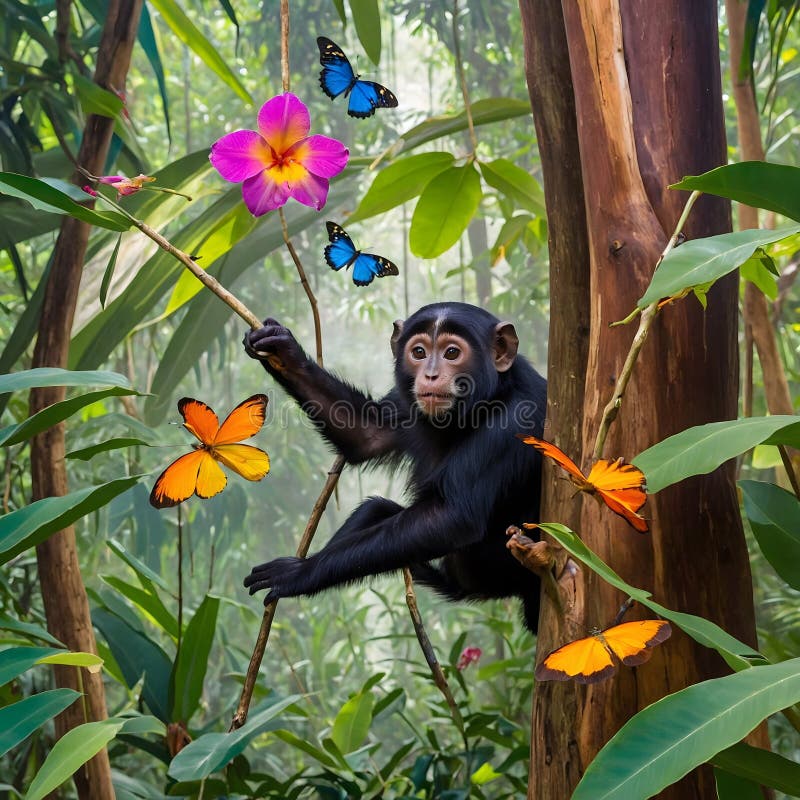 Monkey Mischief: Playful Wildlife among the Rainbow Eucalyptus in a ...