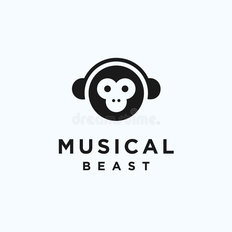 Monkey Music Logo Design Vector Illustration Stock Illustration ...
