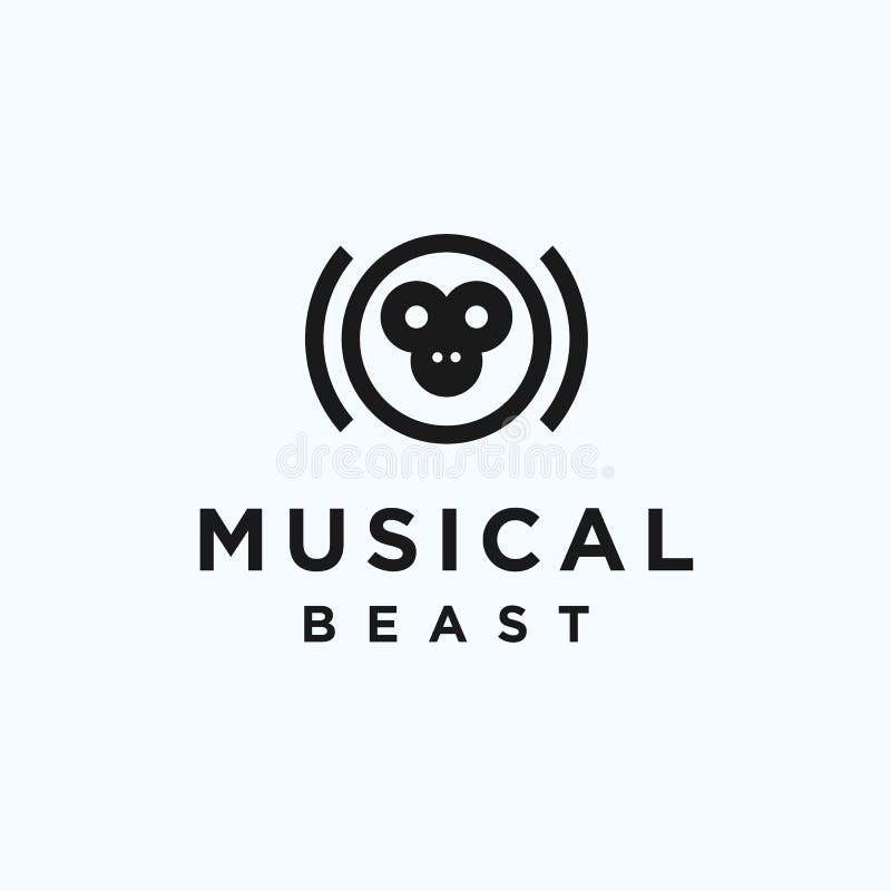 Monkey Music Logo Design Vector Illustration Stock Illustration ...