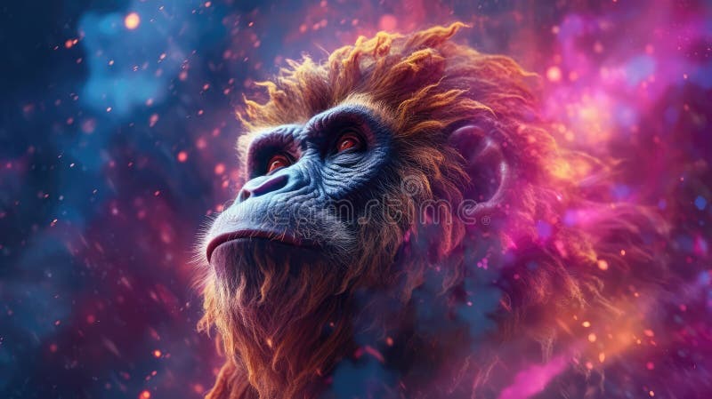 Monkey Nebulae and Galaxies Float in Space in the Smokelike Clouds of ...