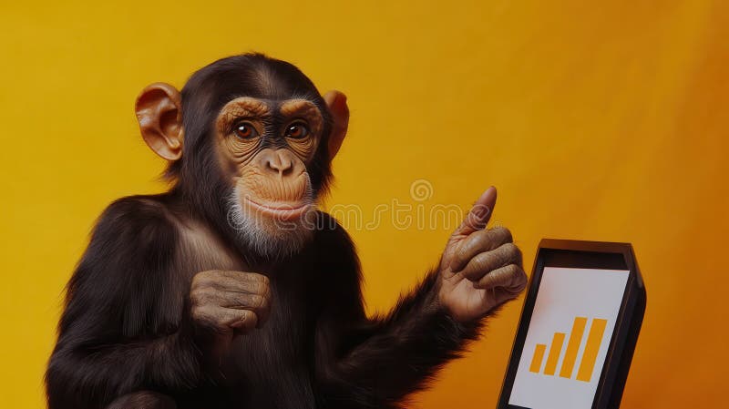 Monkey in Office Making Presentation with Chart Stock Illustration ...