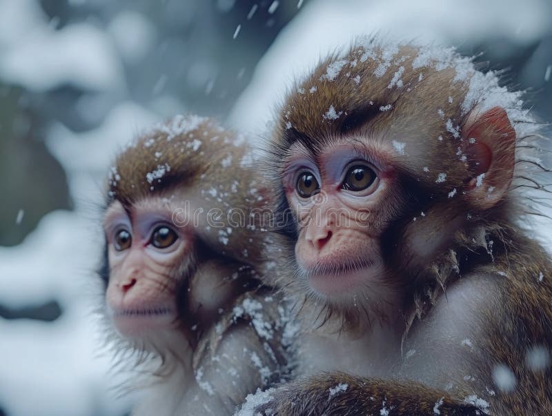 Monkey Offspring in Japan Learning To Use Hot Springs Generative AI ...