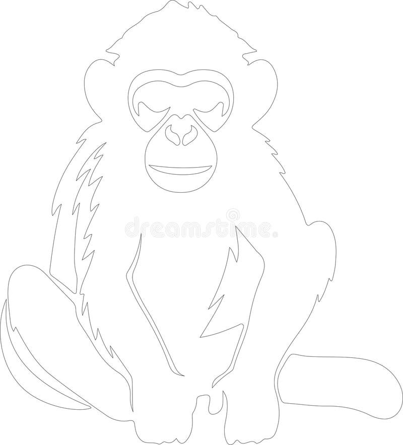 Monkey Outline Silhouette Generative Ai Stock Vector - Illustration of ...