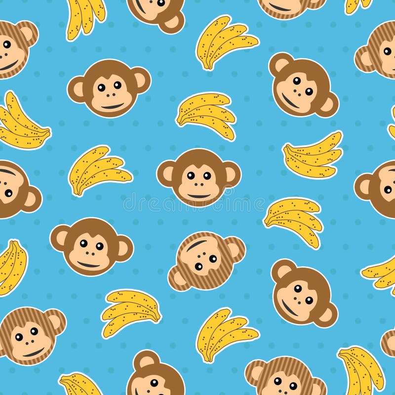 Monkey pattern seamless stock vector. Illustration of banana - 14283127