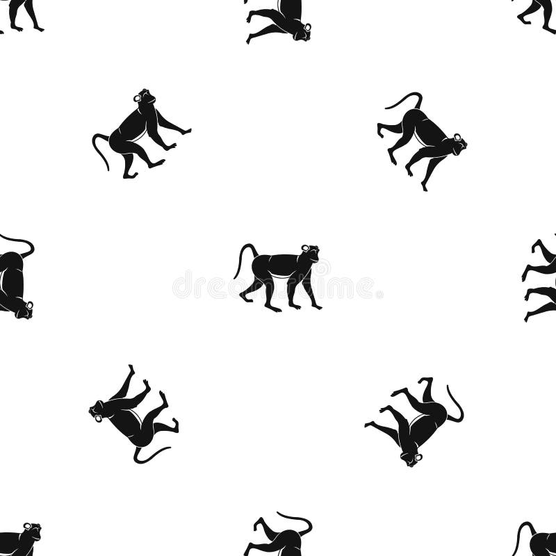 Monkey Pattern Seamless Black Stock Vector - Illustration of activity ...
