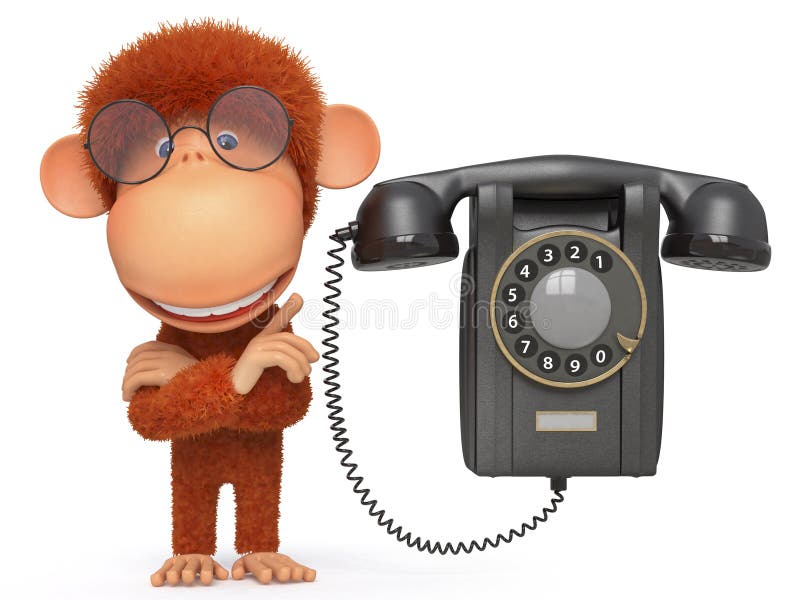 The monkey with phone stock illustration. Illustration of communication ...