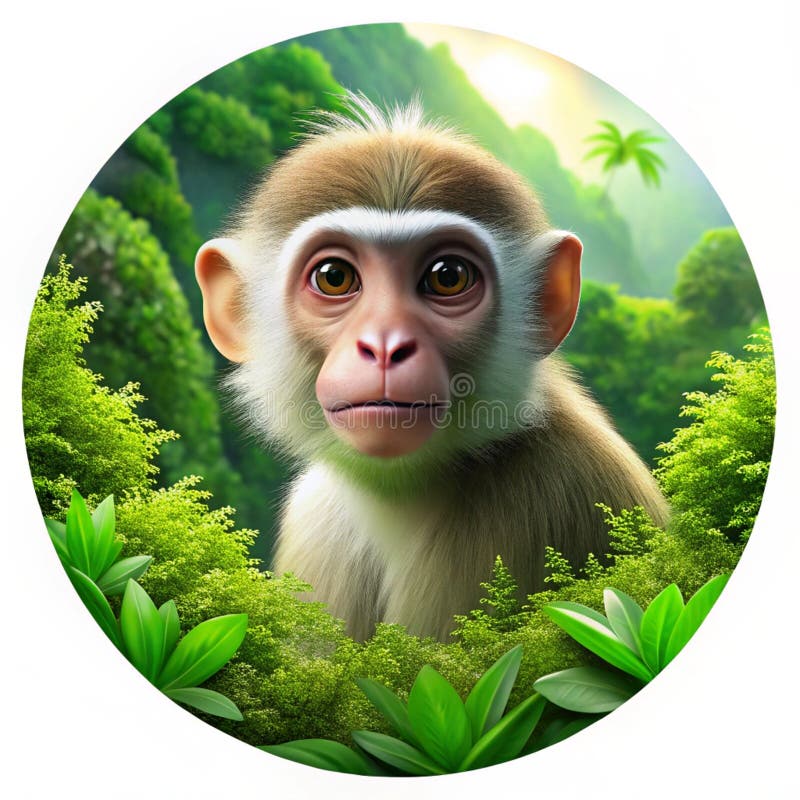 Monkey Picture with Natural Scenery Stock Illustration - Illustration ...