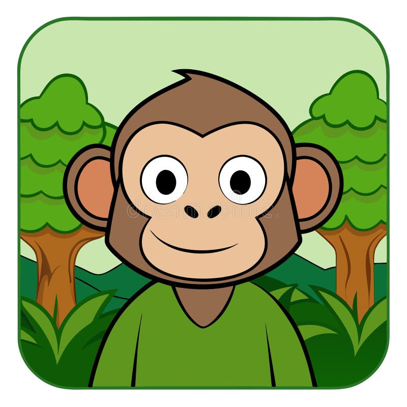 Monkey Picture with Natural Scenery Stock Illustration - Illustration ...