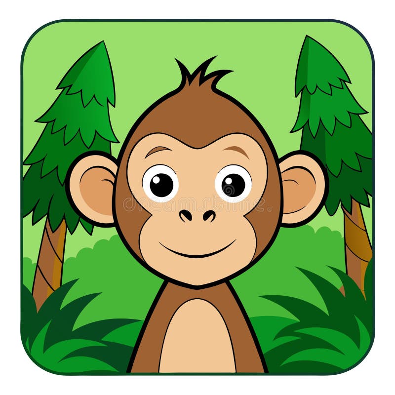 Monkey Picture with Natural Scenery Stock Illustration - Illustration ...