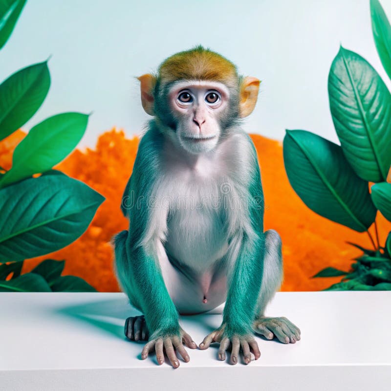 Monkey Picture with Natural Scenery Stock Illustration - Illustration ...