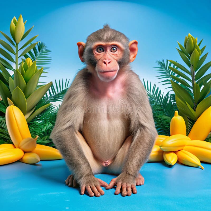 Monkey Picture with Natural Scenery Stock Illustration - Illustration ...