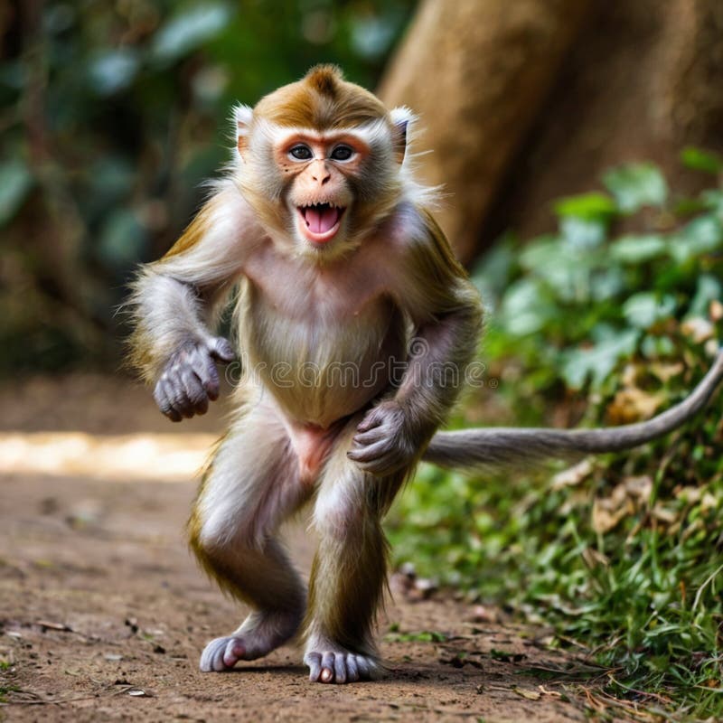 A Monkey Picture with Natural Beautiful Scenery Stock Illustration ...