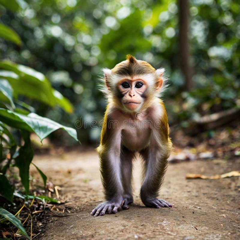 A Monkey Picture with Natural Beautiful Scenery Stock Illustration ...