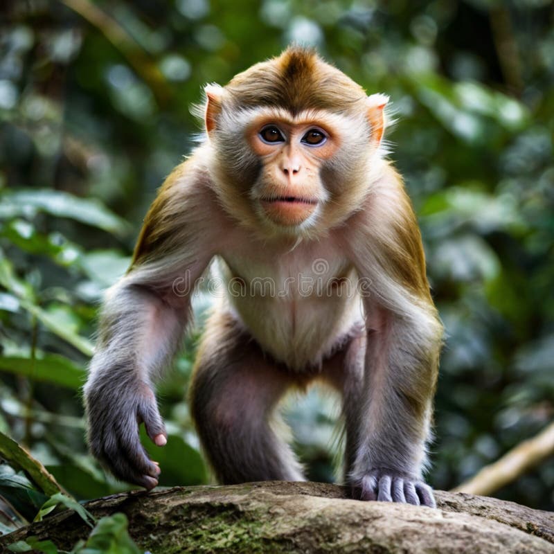 A Monkey Picture with Natural Beautiful Scenery Stock Illustration ...