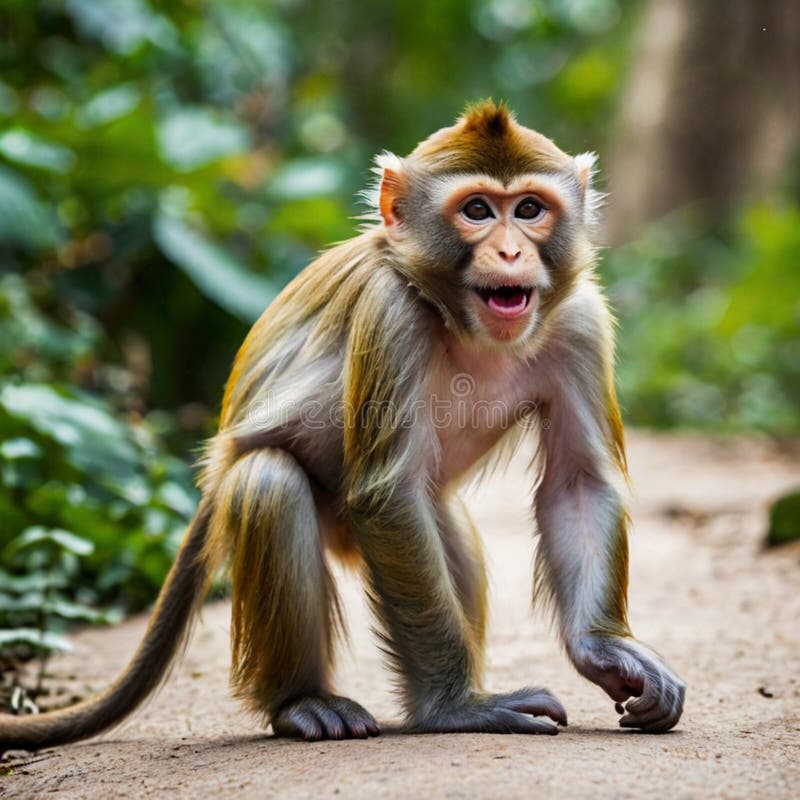 A Monkey Picture with Natural Beautiful Scenery Stock Illustration ...