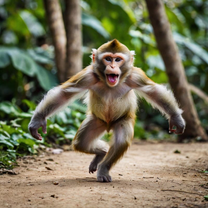 A Monkey Picture with Natural Beautiful Scenery Stock Illustration ...