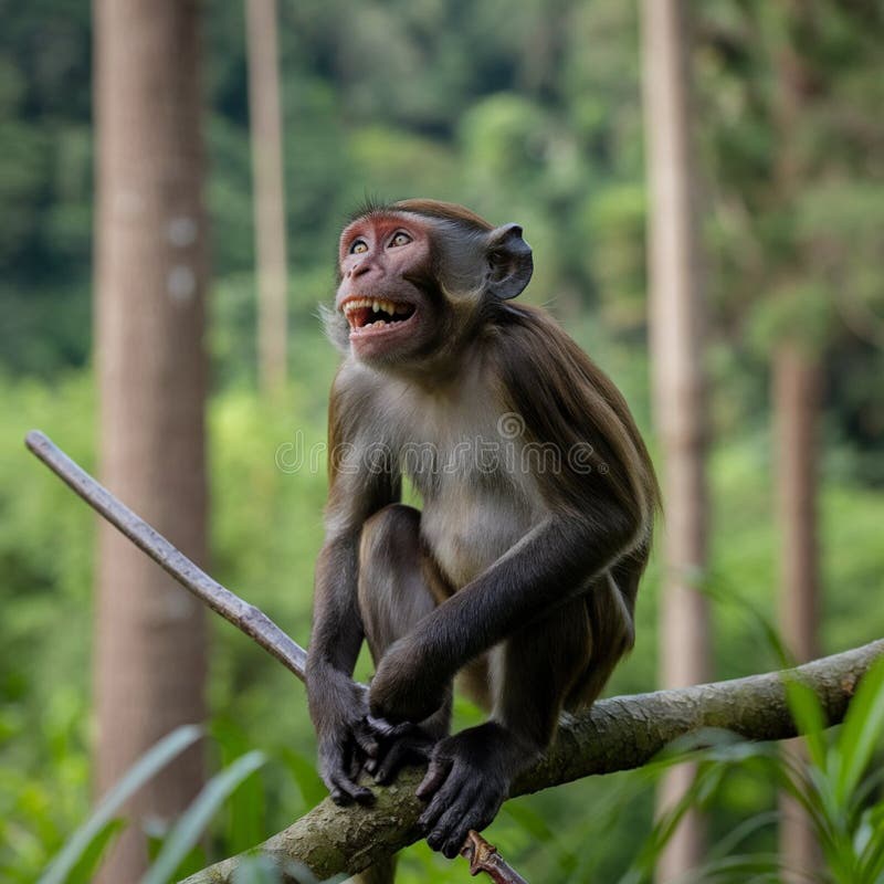A Monkey Picture with Natural Beautiful Scenery Stock Illustration ...