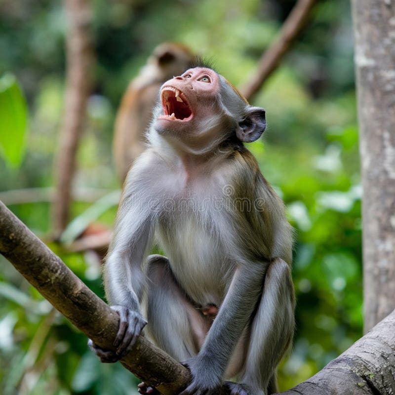 A Monkey Picture with Natural Beautiful Scenery Stock Illustration ...
