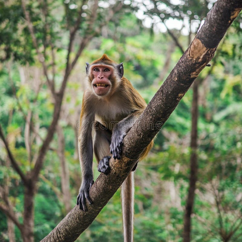 A Monkey Picture with Natural Beautiful Scenery Stock Illustration ...