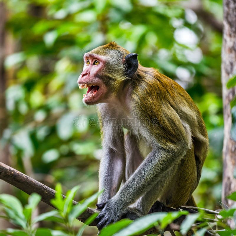 A Monkey Picture with Natural Beautiful Scenery Stock Illustration ...