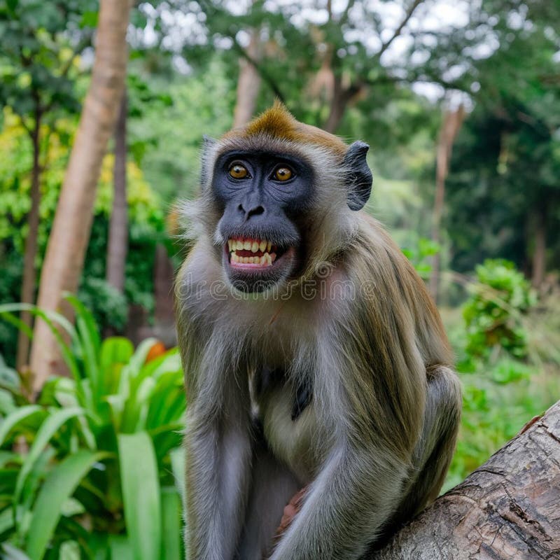 A Monkey Picture with Natural Beautiful Scenery Stock Illustration ...