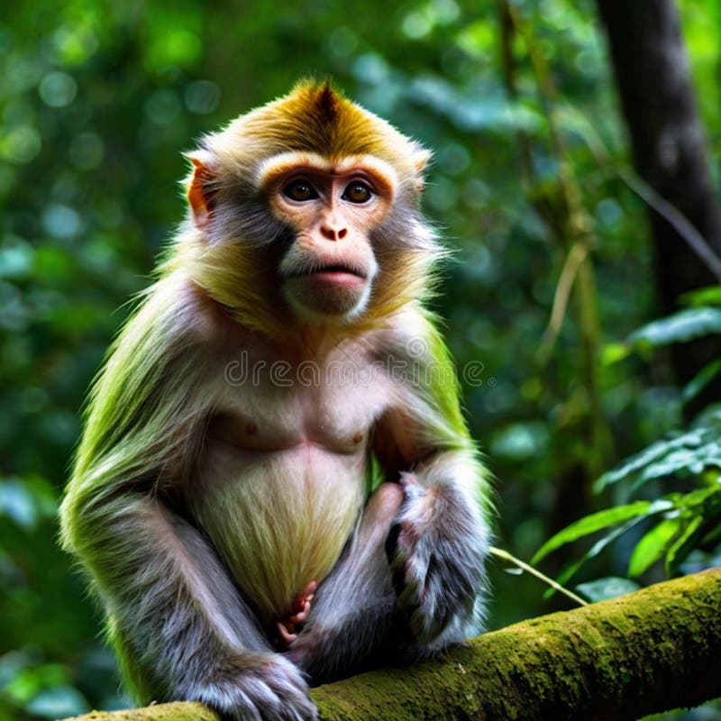 A Monkey Natural Beautiful Picture Stock Illustration - Illustration of ...