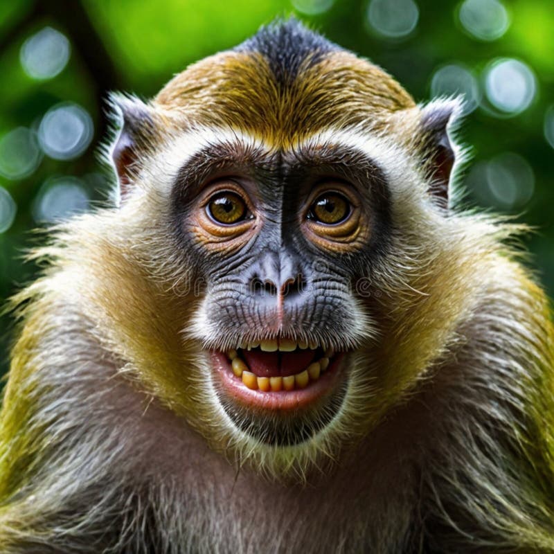 A Monkey Natural Beautiful Picture Stock Illustration - Illustration of ...