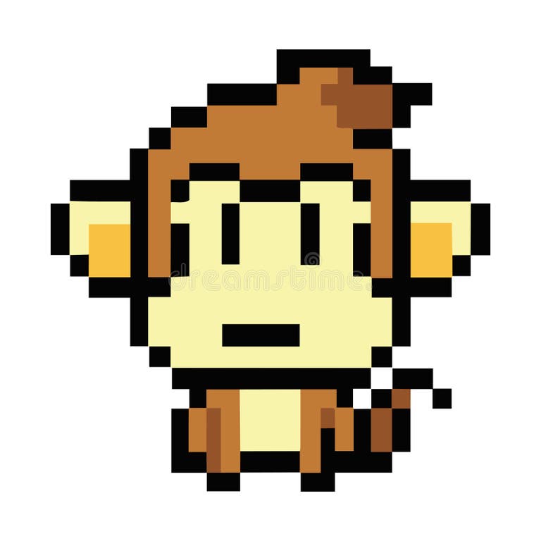 Monkey Pixel Art Isolated Icon Stock Vector - Illustration of lego ...
