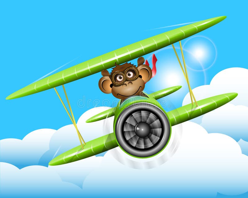 Monkey on a plane stock vector. Illustration of swinging - 27888938