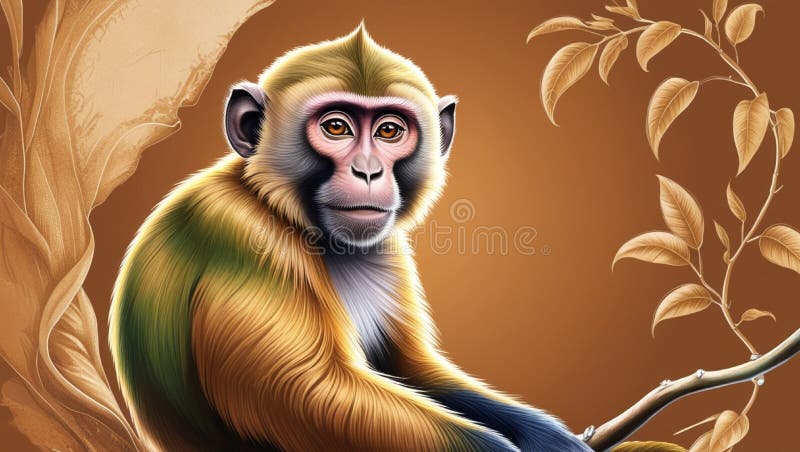 The Monkey is Playful, Intelligent, and Curious Stock Illustration ...
