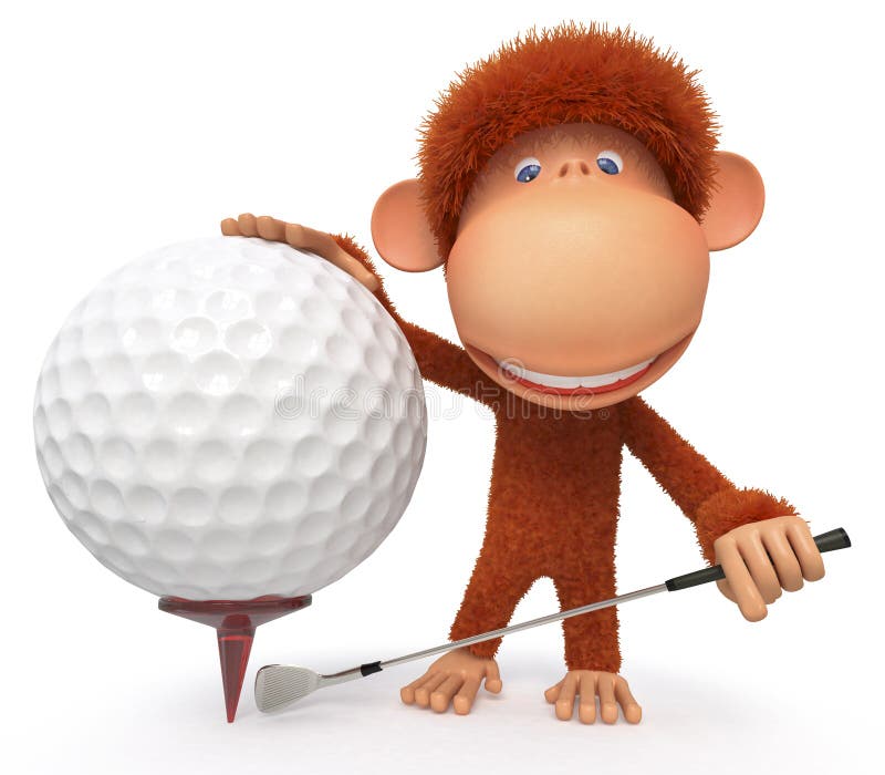 The monkey plays golf stock illustration. Illustration of recreational ...