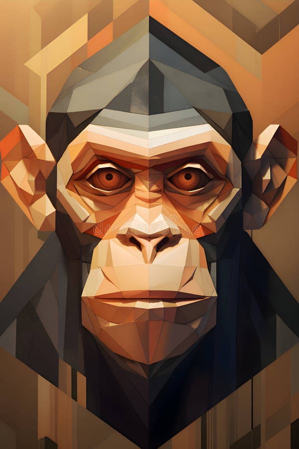 Monkey Portrait in Low Poly Style. Vector Illustration for Your Design ...
