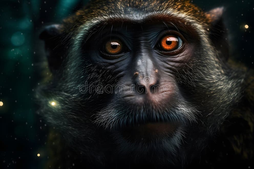 Monkey Portrait. Neural Network AI Generated Stock Image - Image of ...