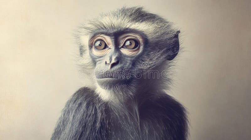 Monkey Portrait with Squinting Eyes Stock Photo - Image of animal ...