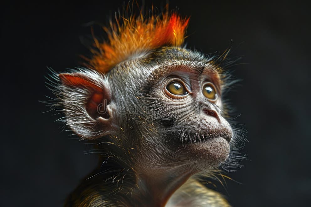 Monkey Punk Rocker with Mohawk Stock Image - Image of tricky, macaque ...