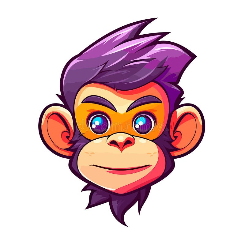 Vector of a Cute Monkey with Vibrant Purple Hair and Captivating Blue ...